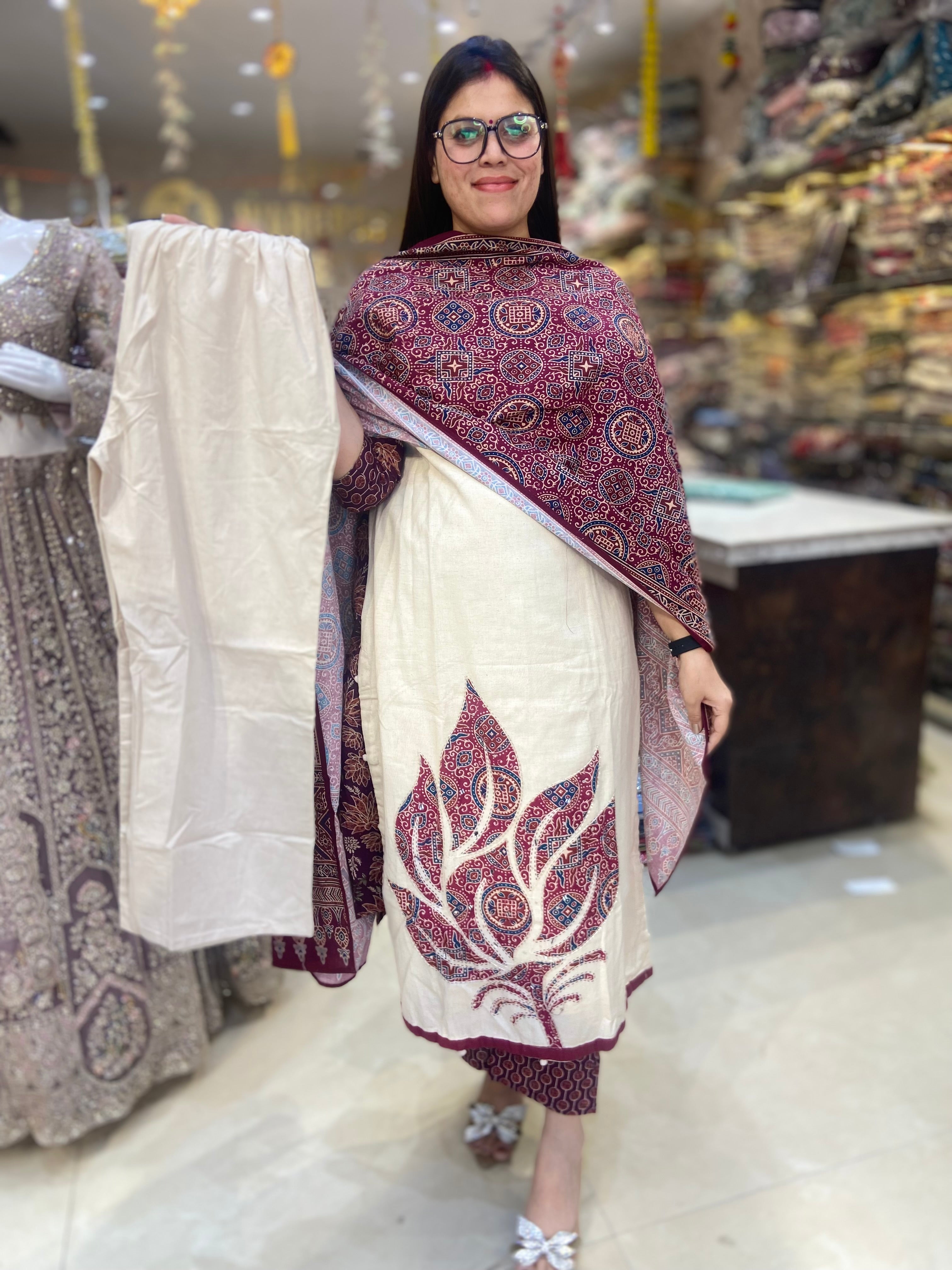PURE KHADI COTTON BEAUTIFUL DUPPTA SUIT – Arsh Wardrobe Collection