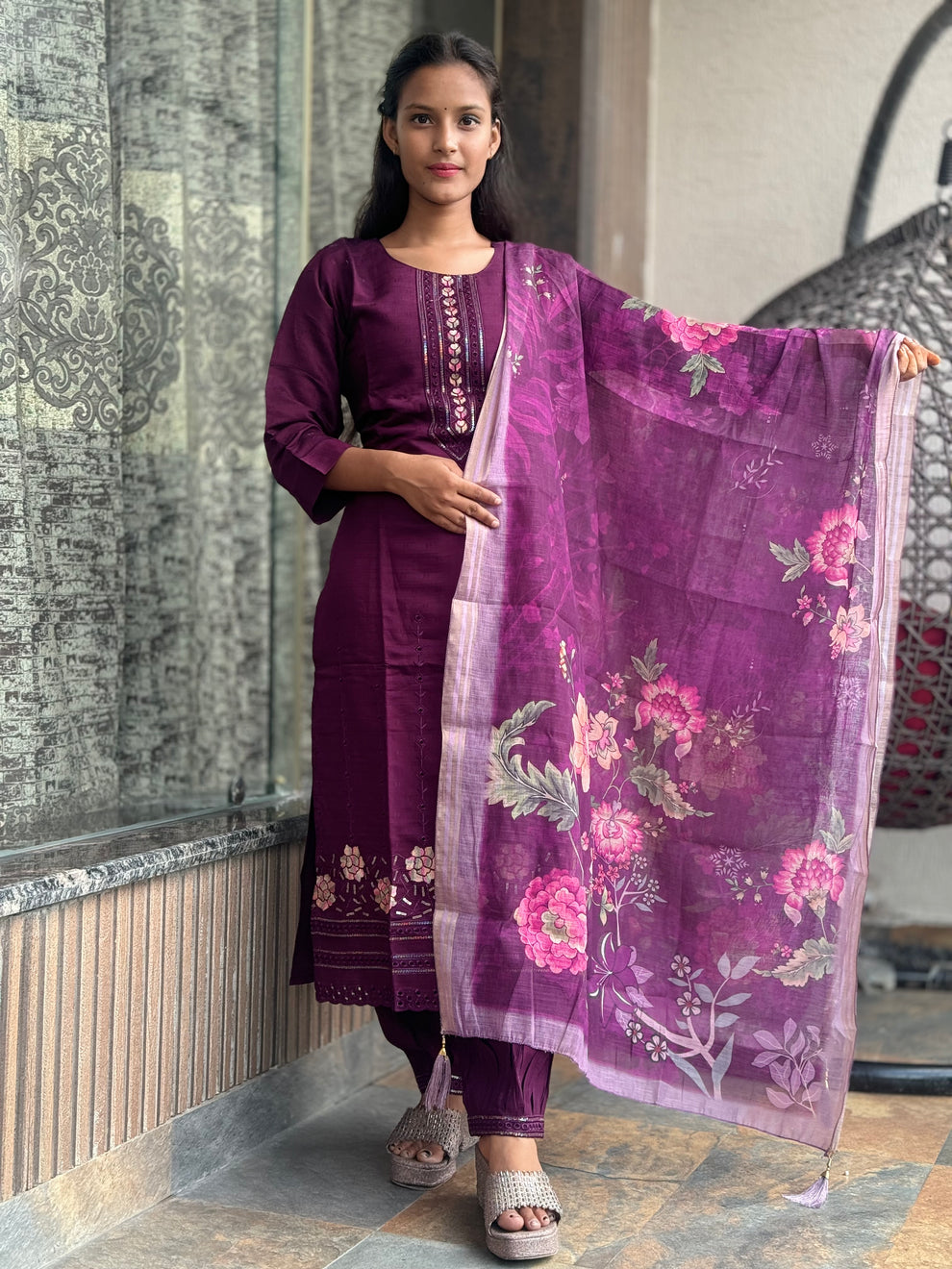 MODAL COTTON EMBROIDERED PATHANI SUIT – Arsh Wardrobe Collection